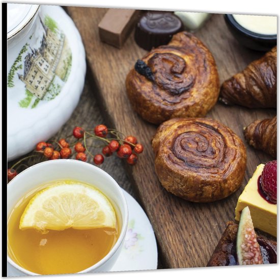 Dibond –High Tea met Gebakjes– 100x100 Foto op Aluminium (Wanddecoratie ...