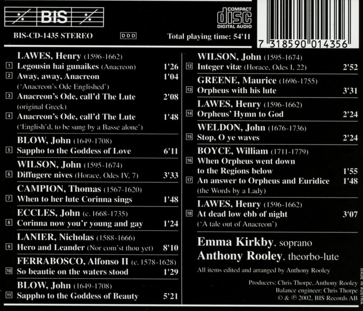 Emma Kirkby & Anthony Rooley - 17th C English Songs On Classical Themes ...