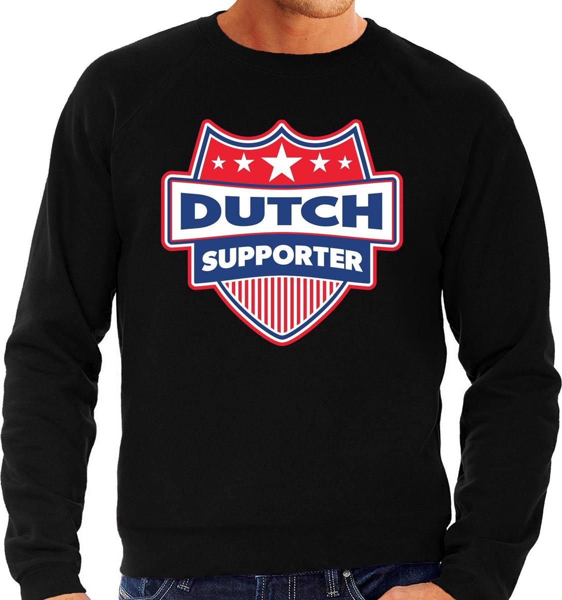 Dutch supporter schild sweater zwart voor heren - Nederland landen ...