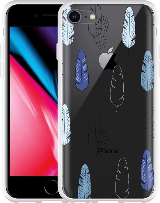 Hoesje geschikt voor iPhone 8 Feathers Pattern | bol