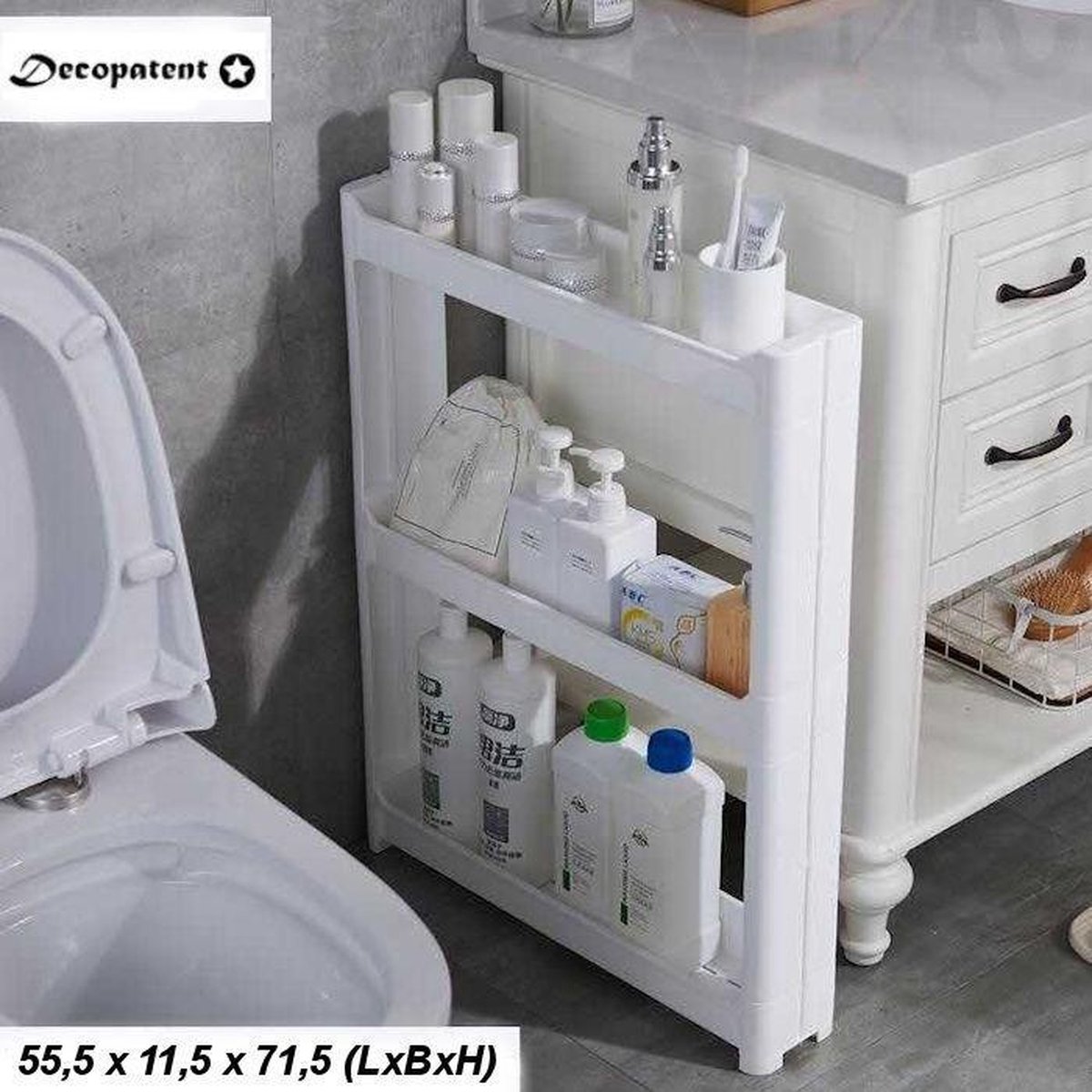 Decopatent® Smal Keukenrek opbergrek 3 laags op Wieltjes met Vakken ...