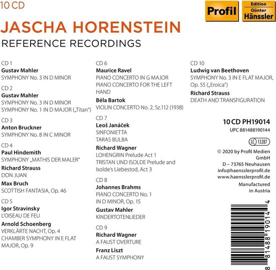 Jascha Horenstein - Reference Recordings, Jascha Horenstein | CD (album) | Muziek | bol.com