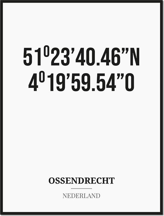 Poster/kaart OSSENDRECHT met coördinaten | bol