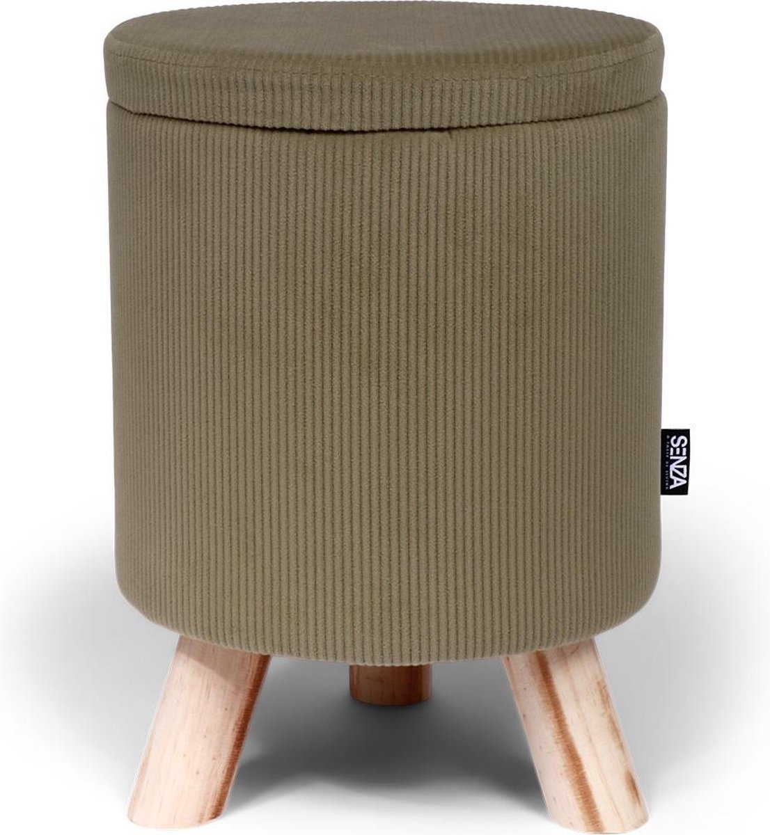 SENZA - poef - groen (leger) - ribbel stof - incl opbergruimte | bol.com
