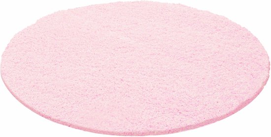 Roos Tapijt Hoogpolig Rond Vloerkleed - Omid Essential - 80x80cm Rond ...