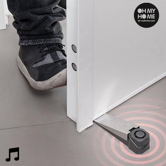 5x Zwarte anti inbraak deurstoppers/deurwiggen met alarm 16 cm - 100 dB ...