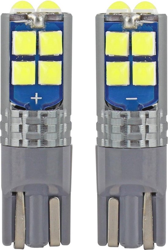 T10 LED - CANBUS - 10 SMD - 12/24V - Wit - 2 stuks | bol