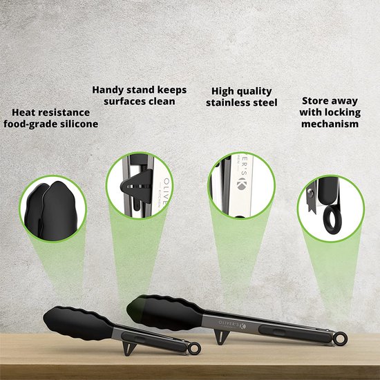 Oliver's Kitchen ® Tang - 2 x Voedselveilige Siliconen Kooktang ...
