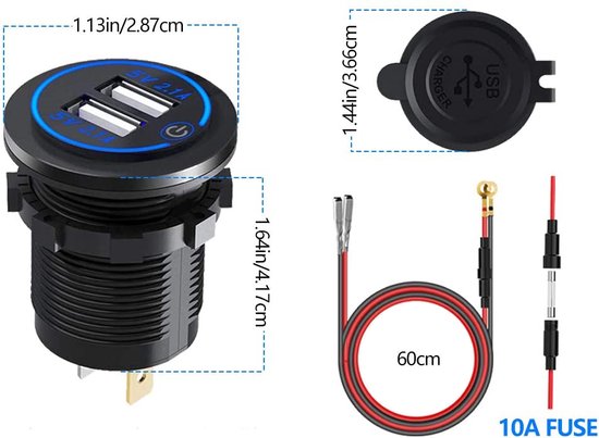 2 Stuks - Dubbele Inbouw Auto Lader - USB Oplader - 5 V 4.2A Fast ...
