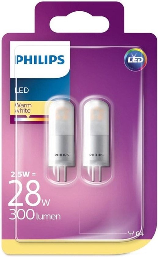 Philips LED G4 Steeklampjes 12V - Warm wit - 2.5W vervangt 28W - 4 ...