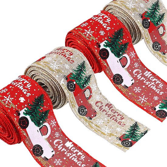 4 Rollen Kerst Linten, Kerstmis Thema Lint, Polyester Satijn Lint ...