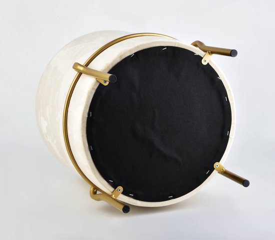 Luxe Velvet Poef in Beige met Gouden Poten | bol