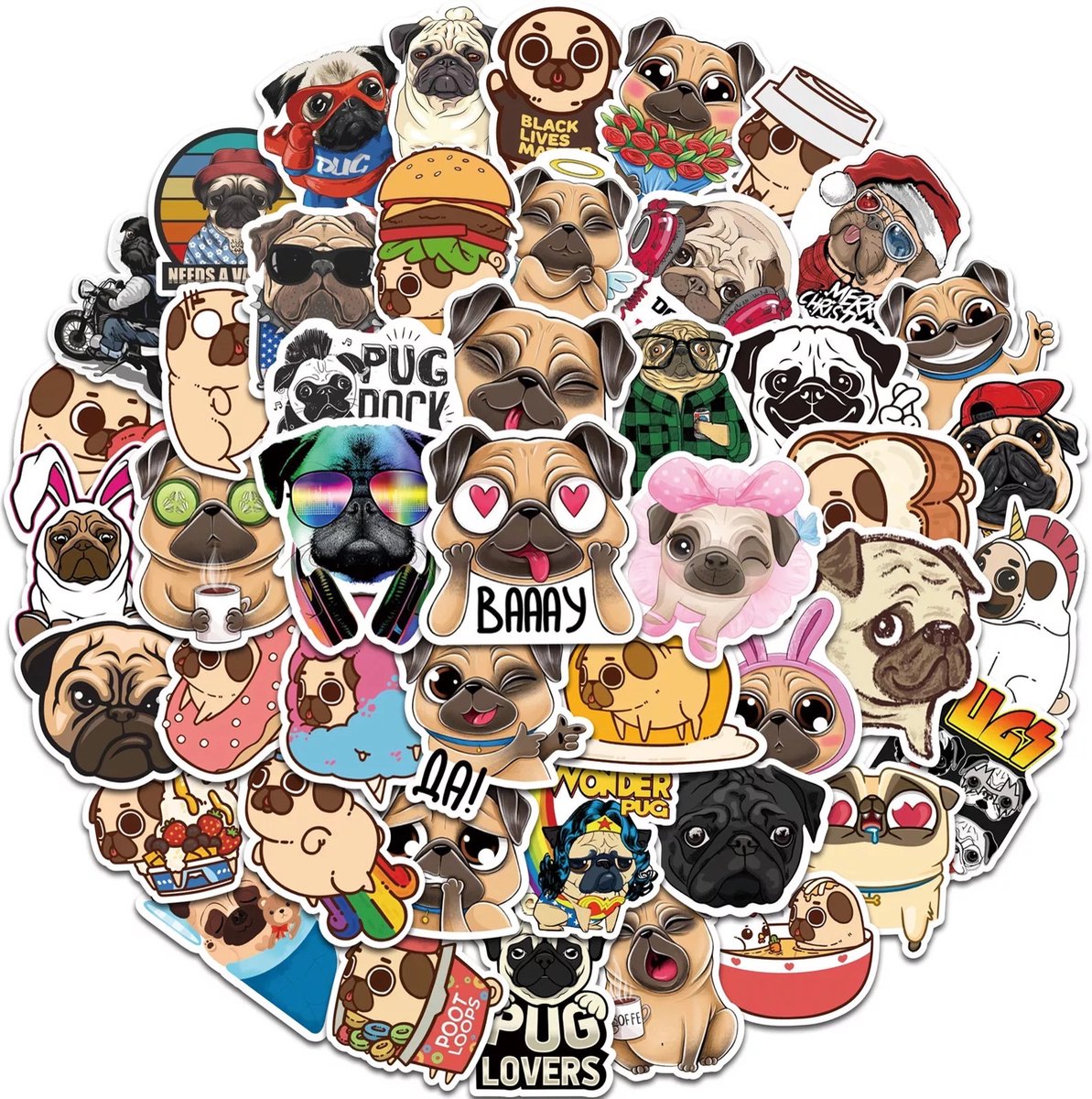 Mopshond Stickers 50 Stuks | Honden Stickers | Grappige Stickers | Pug ...