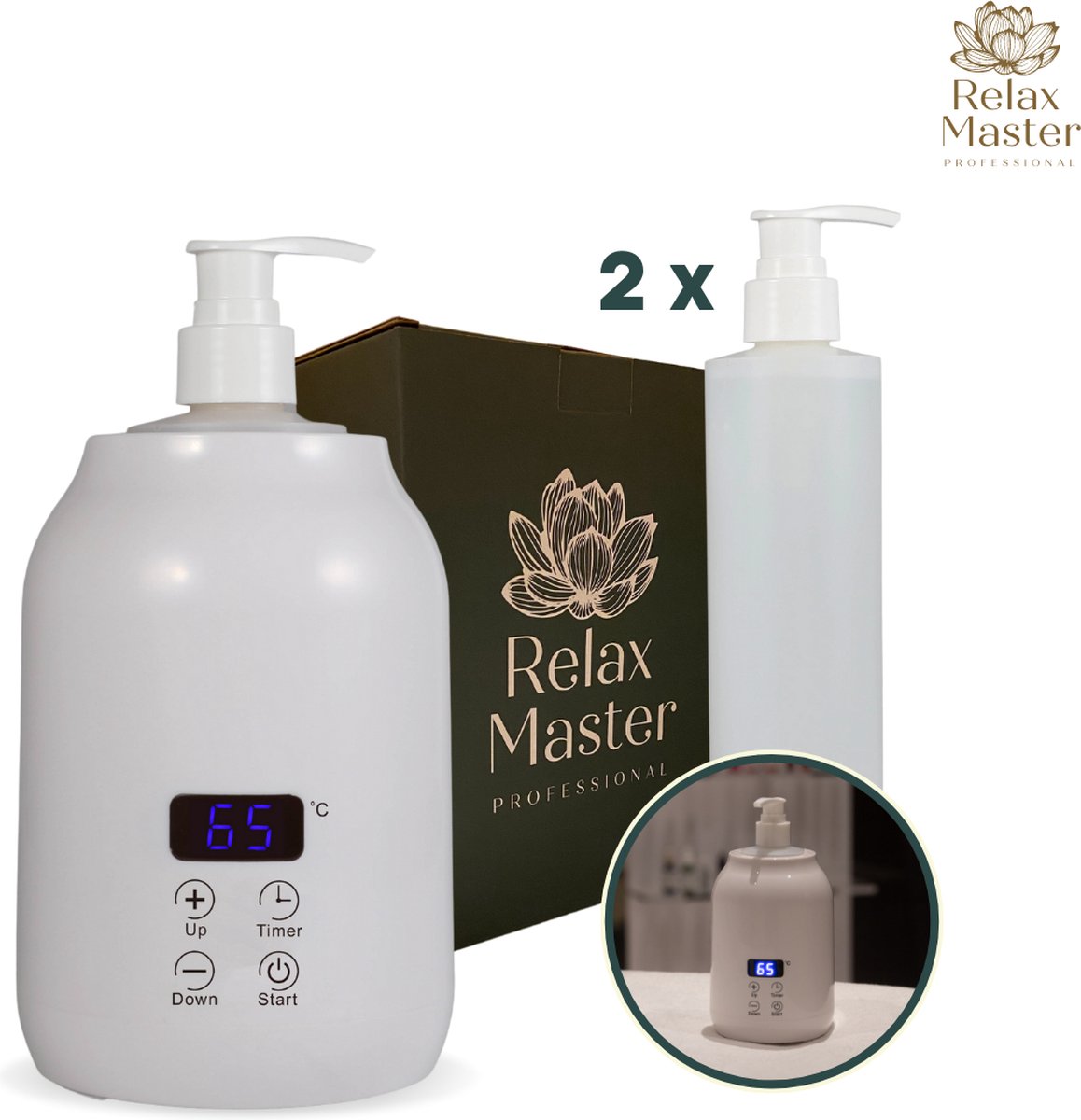 Massage Olie Verwarmer Digitaal - Flessen Verwarmer met timer wit ...