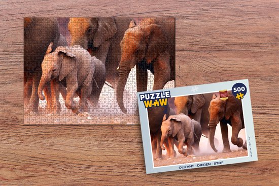 Puzzel Olifant - Dieren - Stof - Legpuzzel - Puzzel 500 stukjes | bol