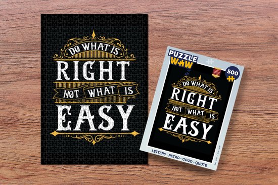Puzzel Letters - Retro - Goud - Quote - Legpuzzel - Puzzel 500 stukjes ...