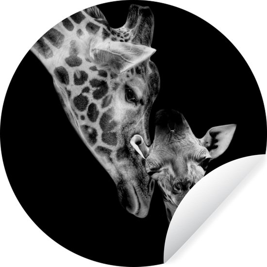 Behangcirkel - Zelfklevend behang - Wilde dieren - Giraffe - Familie - Zwart wit -... | bol