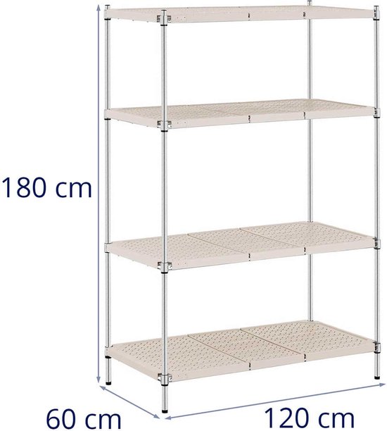 Royal Catering Metalen opbergrek - 120 x 60 x 180 cm - 600 kg - grijs ...