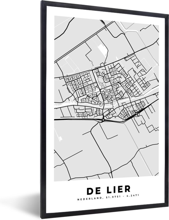 Fotolijst incl. Poster - Plattegrond - De Lier - Kaart - Stadskaart ...