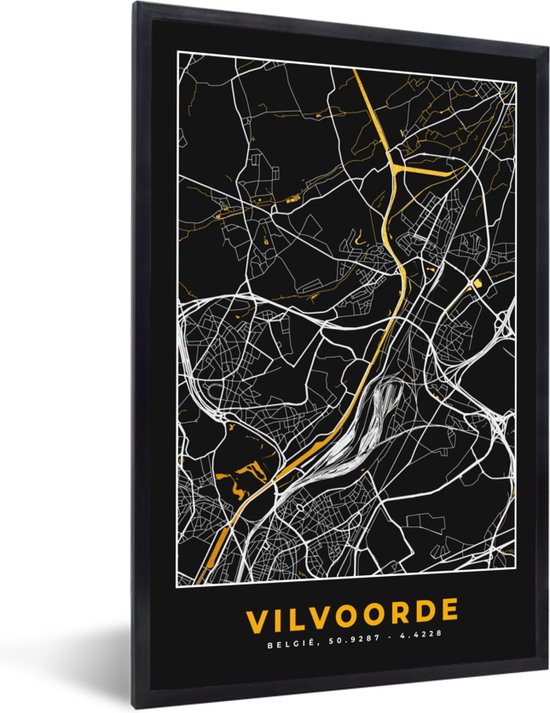 Fotolijst incl. Poster - Stadskaart - Vilvoorde - Plattegrond - Kaart ...