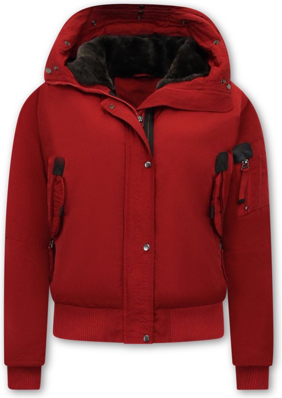 Gewatteerde Jas Kort Dames met Capuchon - 8815 - Rood | bol.com