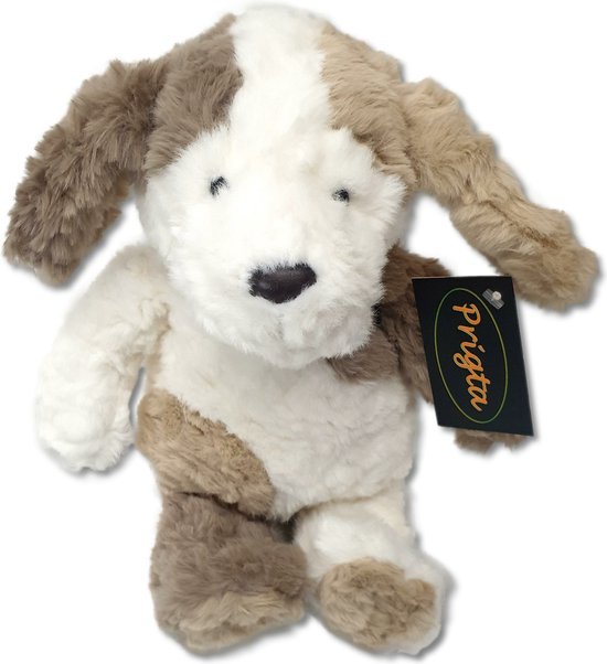 Prigta - Knuffeldier - Knuffel hond - wit met bruin - 25 cm - Pluche ...