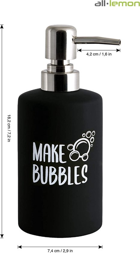 Zeepdispenser zwart mat Keramiek 360ml | Zeeppompje Handzeep Vloeibare ...