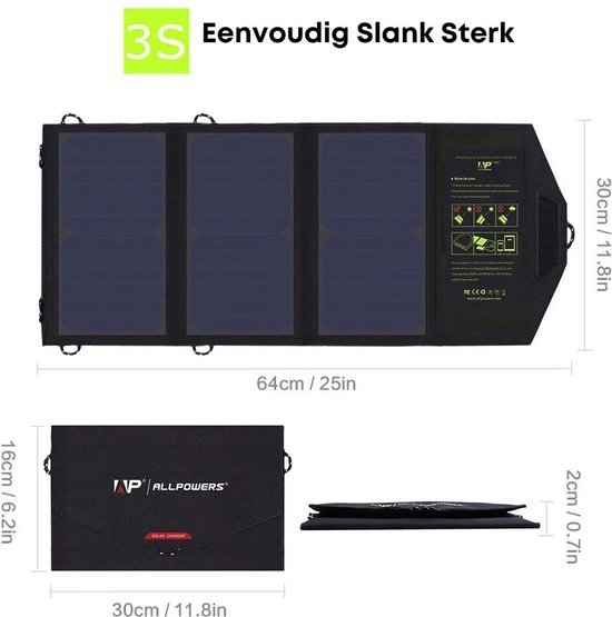 Zonnepaneel | 21W | Zonnepaneel camper | Zonnepaneel draagbaar ...