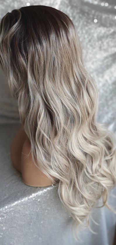 Luxe pruik - dames - Natuurlijk Balayage Bruin Blond - lang haar - Krul ...