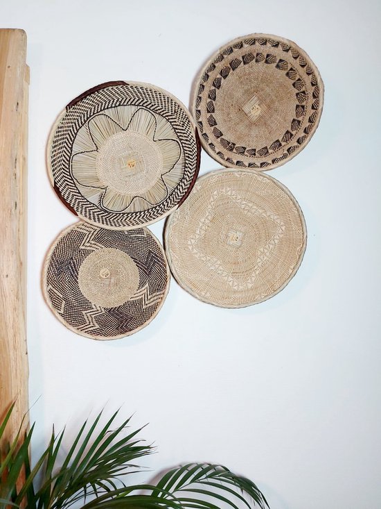 Set van 4 Geweven Muur Mand | Afrikaanse Muur Decoratie | Natuurlijke ...
