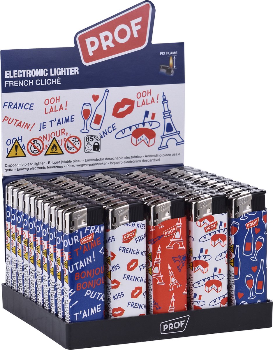Prof - Aansteker – “ French Cliché “design - 50 stuks – Lighter ...