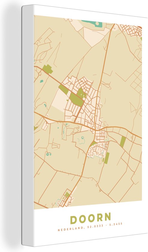 Canvas Schilderij Doorn - Plattegrond - Kaart - Stadskaart - 60x90 cm ...