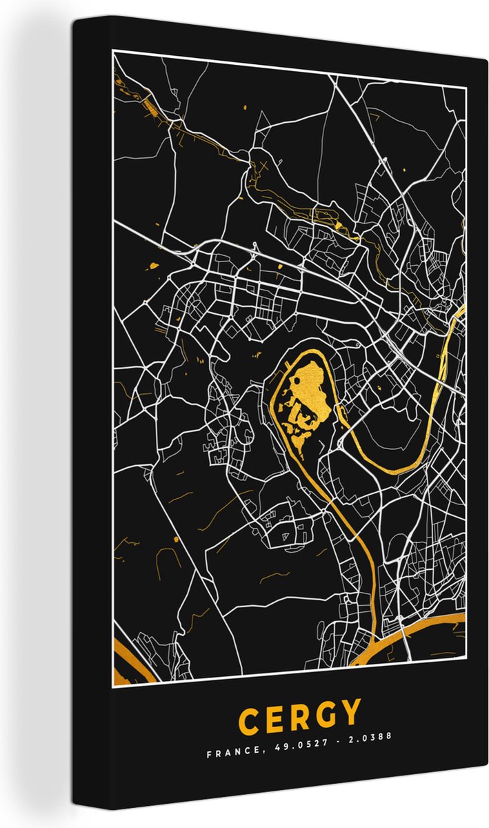 Toile Peinture Carte - Plan de Ville - Cergy - Carte - France - 40x60 ...