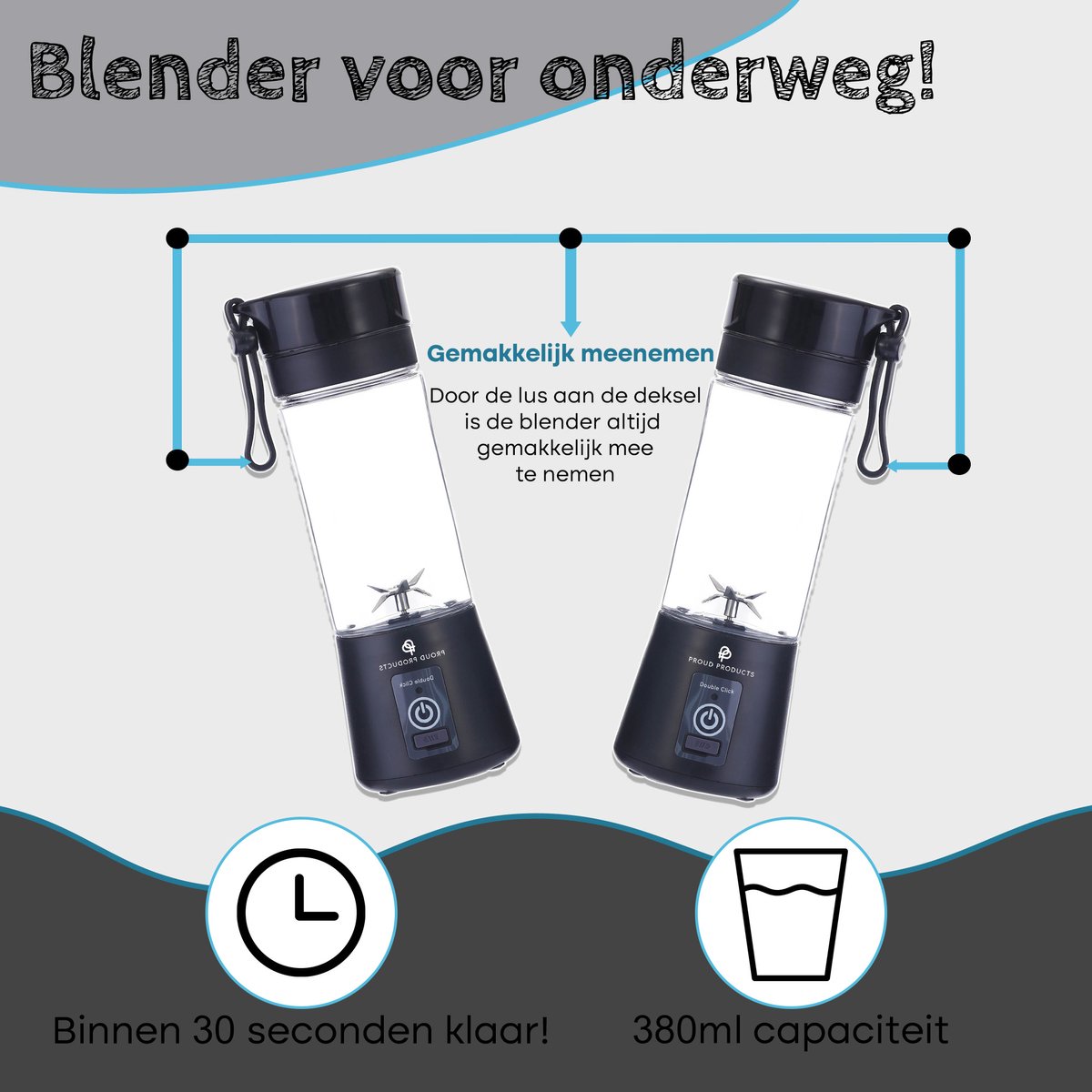 Proudproducts – Smoothie blender – To-Go – Blender voor onderweg – USB ...
