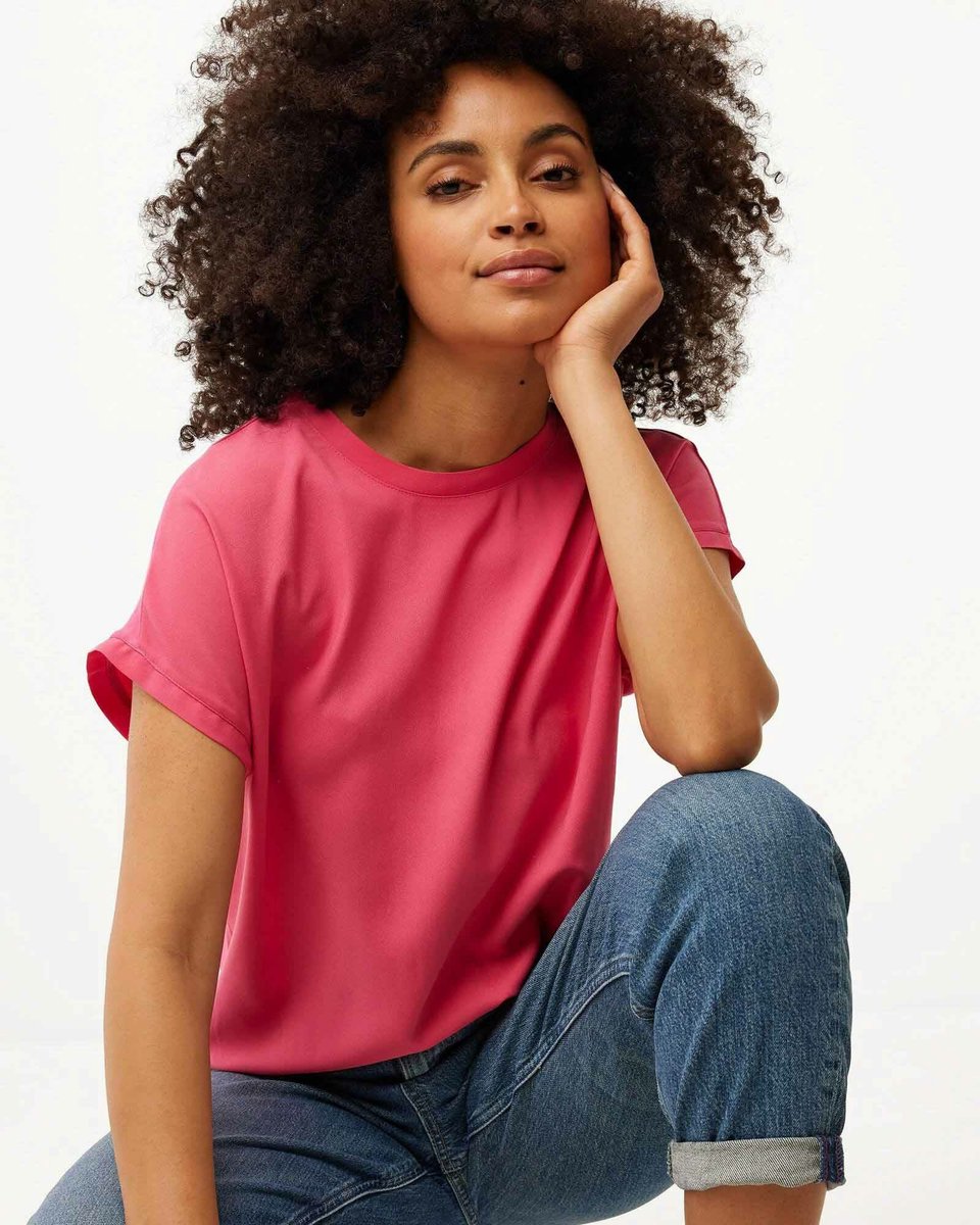 Mexx Dames Woven Front Elastic Bottom Top Roze | bol.com