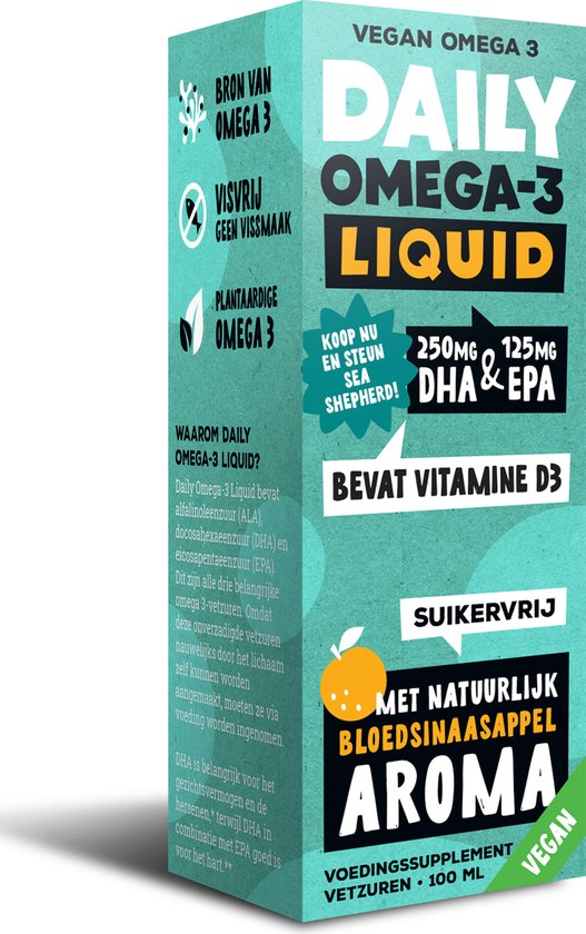 Daily Supplements - Vloeibare Omega-3 uit Algen - 250 mg DHA & 125 mg ...