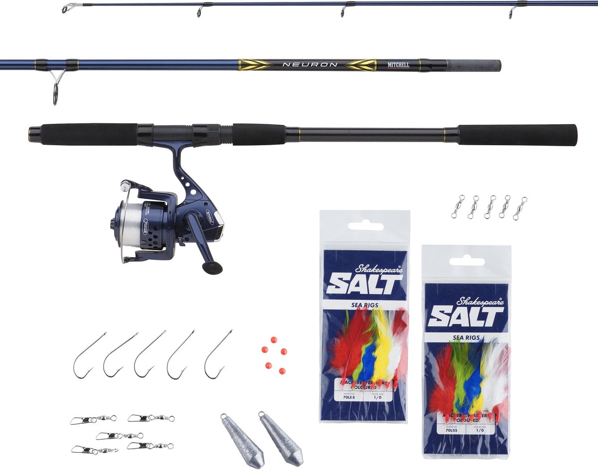 Mitchell Makreel hengelset - Hengel + molen + onderlijnen + lood ...