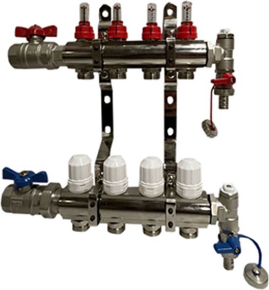 RVS 2 groeps vloerverwarming verdeler | bol.com