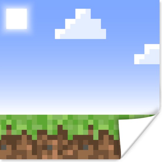 Game Poster - Gaming - Pixel - Gamen - Gras - Minecraft - 75x75 cm ...