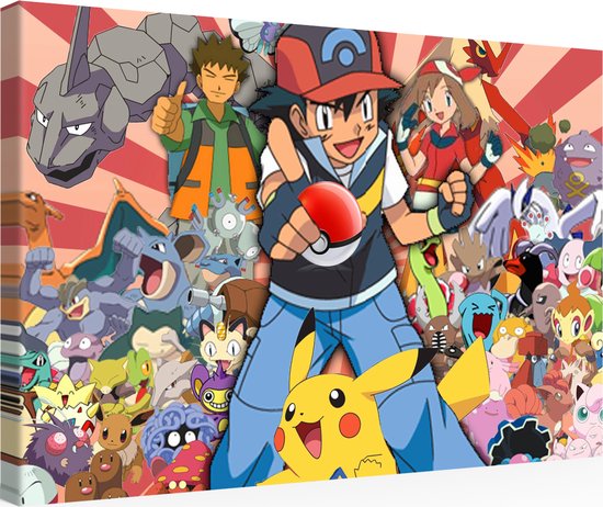 Pokemon by All Out Canvas™ - Pickachu and co. Foto op Canvas (90 x 60 ...