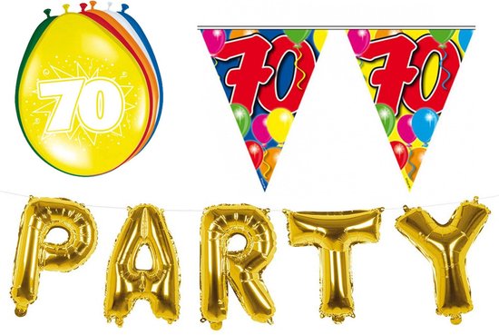 Folat - Verjaardag feestversiering 70 jaar PARTY letters en 16x ...
