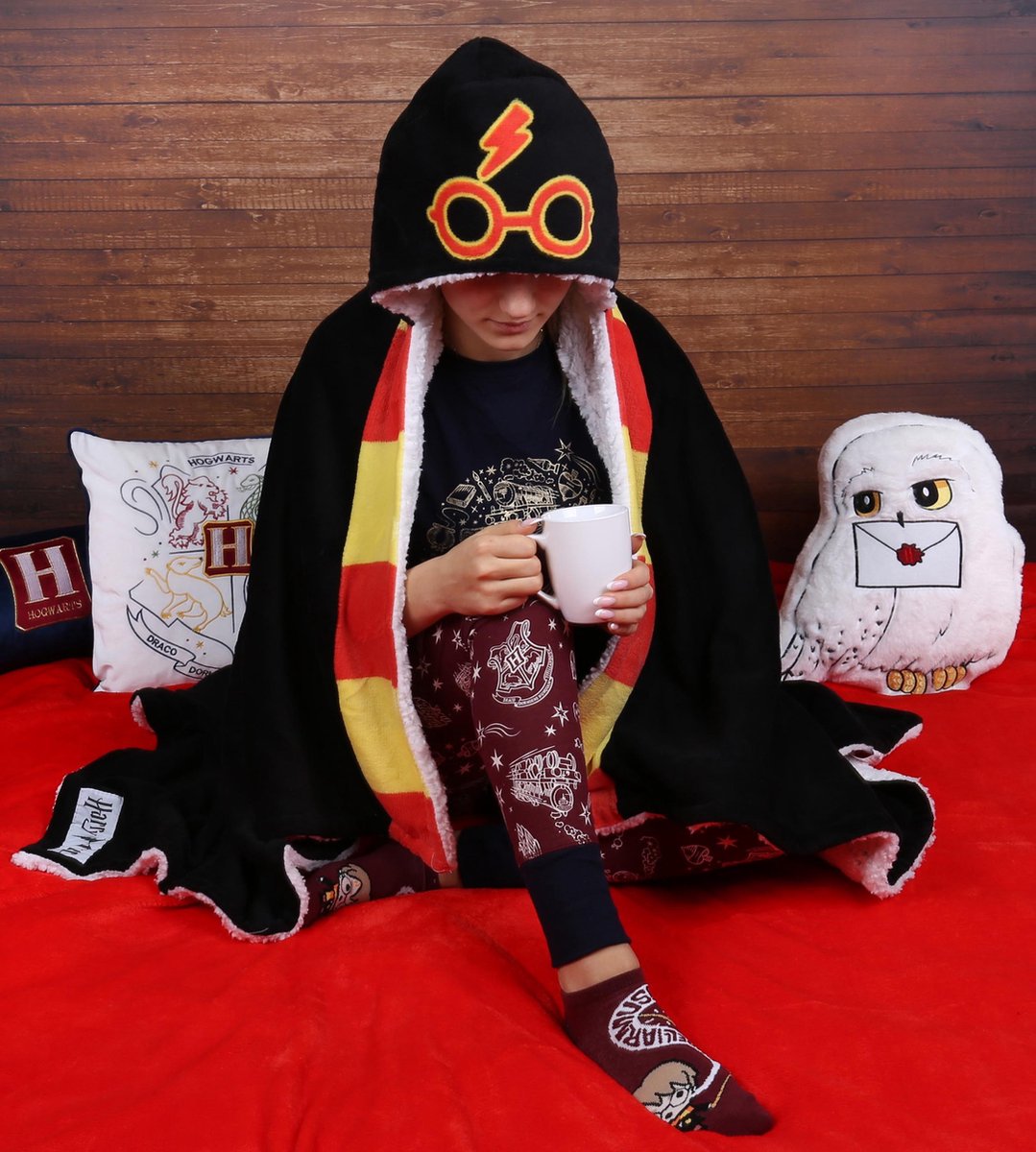 Harry Potter - Cape / deken met capuchon, zwart, wit sherpa 120x150cm ...