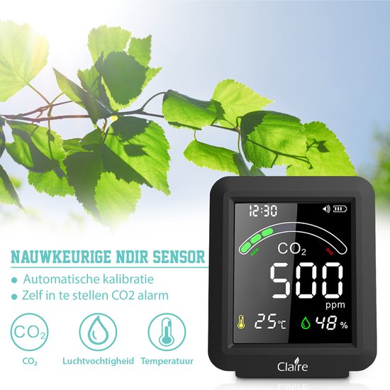 Claire Airbox CO2 meter - Luchtkwaliteitsmeter met hygrometer en ...