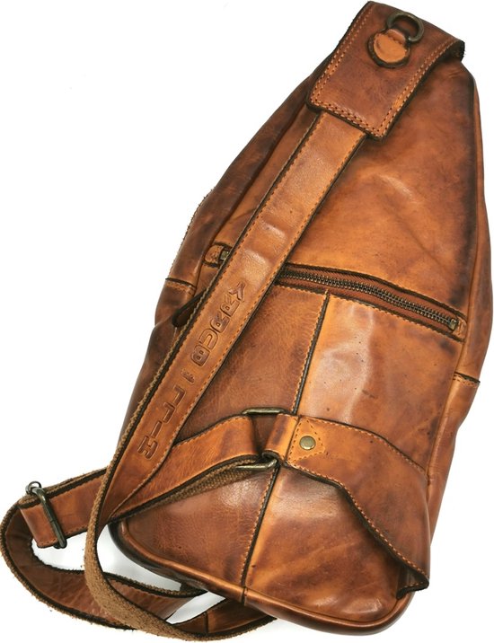 Hillburry leren Crossbody tas - Sling bag - Gewassen leer - Soepel en ...