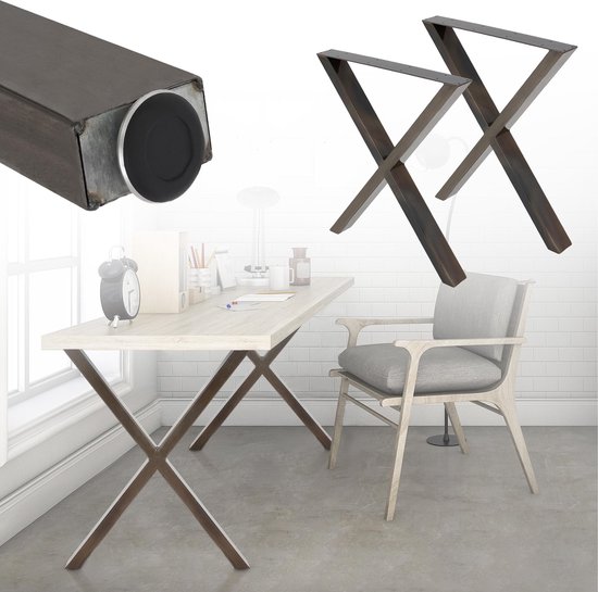 Set van 2 tafelpoten A-Design, antraciet, 60x73 cm, gemaakt van staal | bol