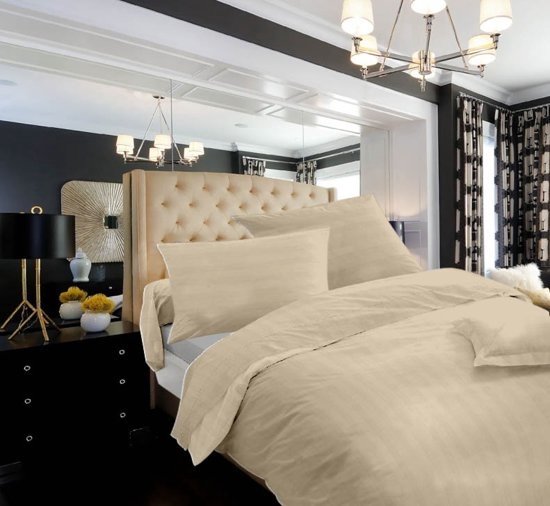 Dekbedovertrek satijn gestreept 27mm - CVC 140g. m2 champagne | Hotel / Horeca | bol.com
