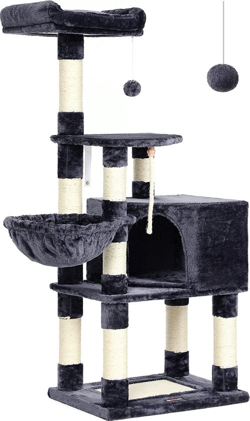 MIRA Home - Krabpaal - Kattenpaal - Zwart - Hout - 55x40x138cm | bol.com