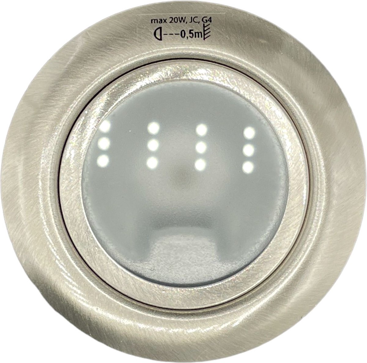 inbouw Meubelspot Halogeen 12V G4 - 20W - Geschuurd Chroom Gat 60MM Matglas | bol