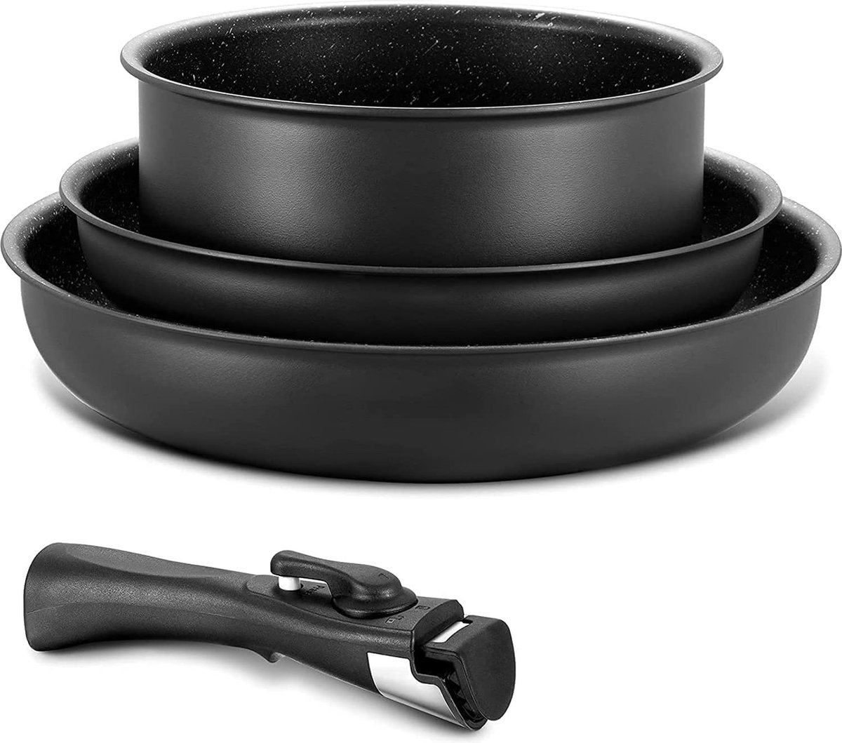 Pannenset-4 Stuk Inductie Koekenpan Set Met Afneembare Handvat Anti ...