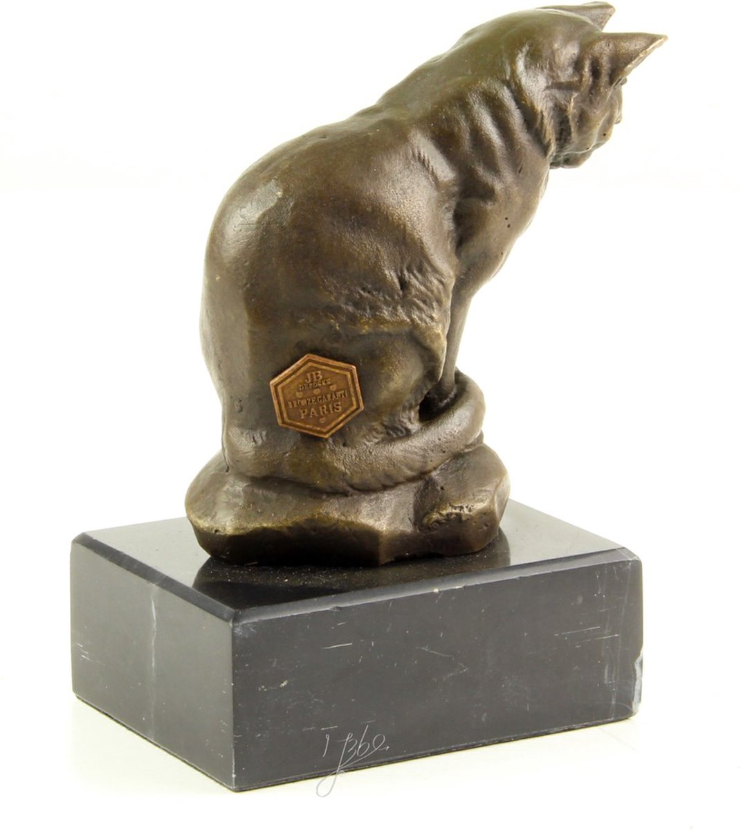 Beeldje - brons - zittende kat - 12cm hoog | bol.com